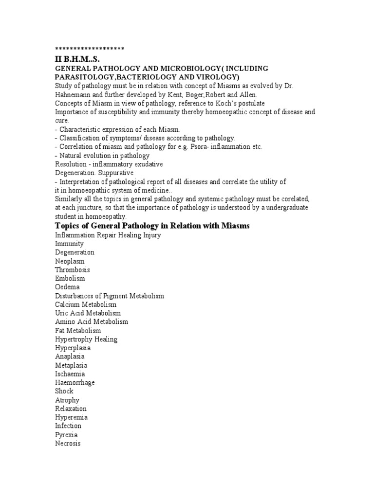 Correlating Pathology, Microbiology, and Miasms According to the ...