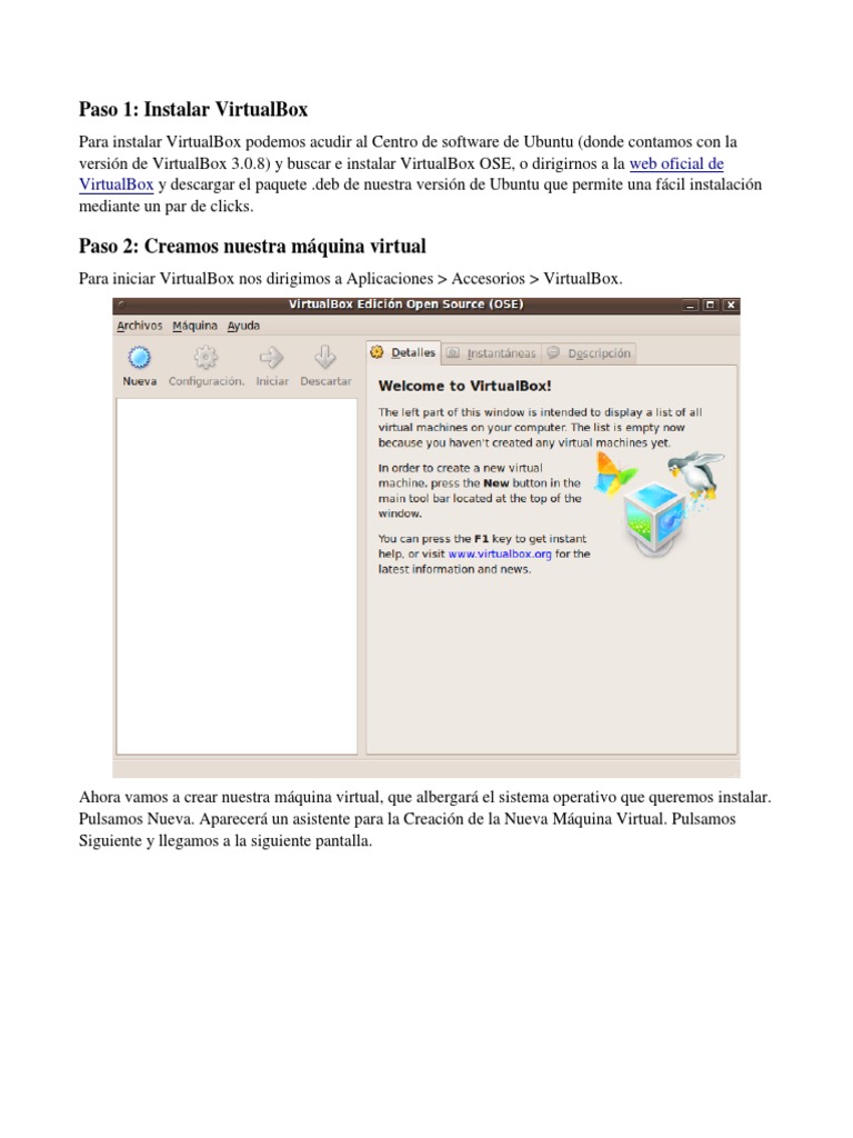 Manual Virtualbox | PDF | Sistema operativo | Máquina virtual