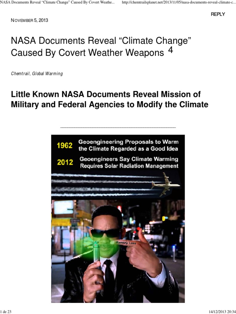 NASA Documents Reveal "Climate Change" Caused by Covert Weather Weapons ...