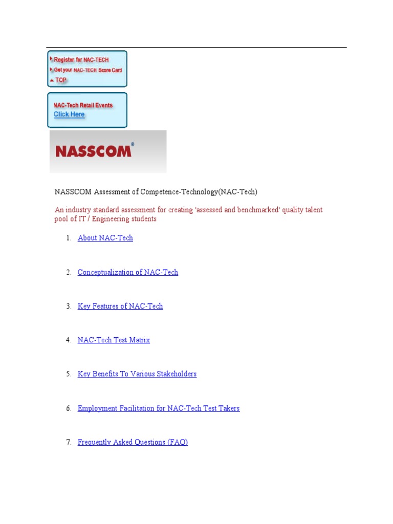 NASSCOM Assessment of Competence | PDF | Educational Assessment | Innovation