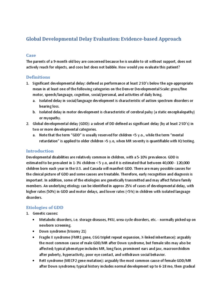 Evaluating Global Developmental Delay | PDF | Congenital Disorder | Autism