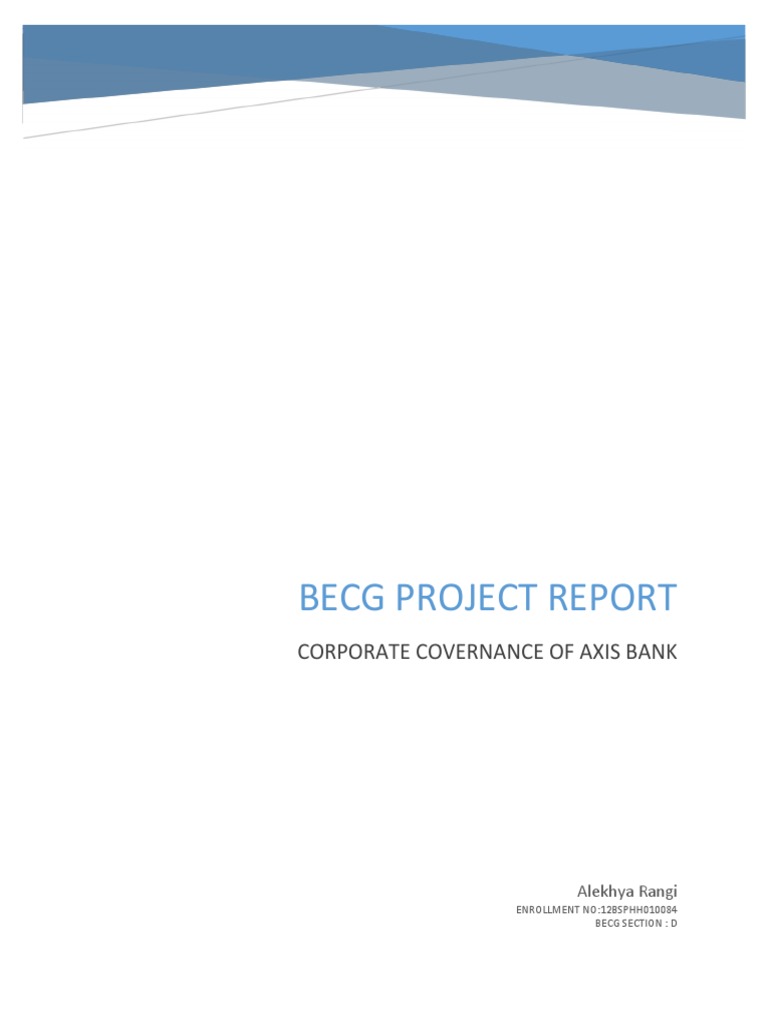 Becg Project Report: Corporate Covernance of Axis Bank | PDF | Board Of ...