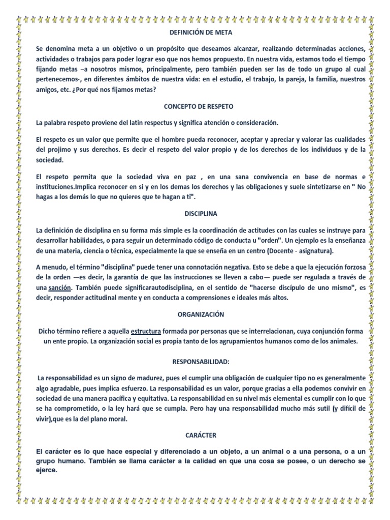 Definición de Meta | PDF | Disciplinas | Autoestima