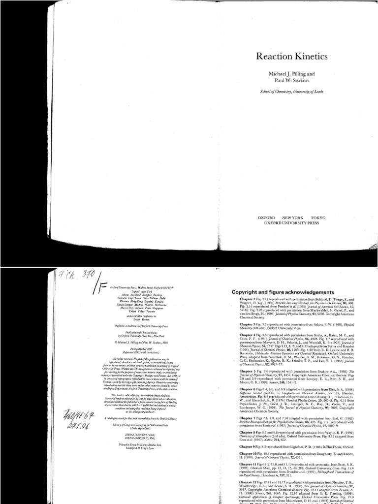 Michael J. Pilling - Reaction Kinetics | PDF