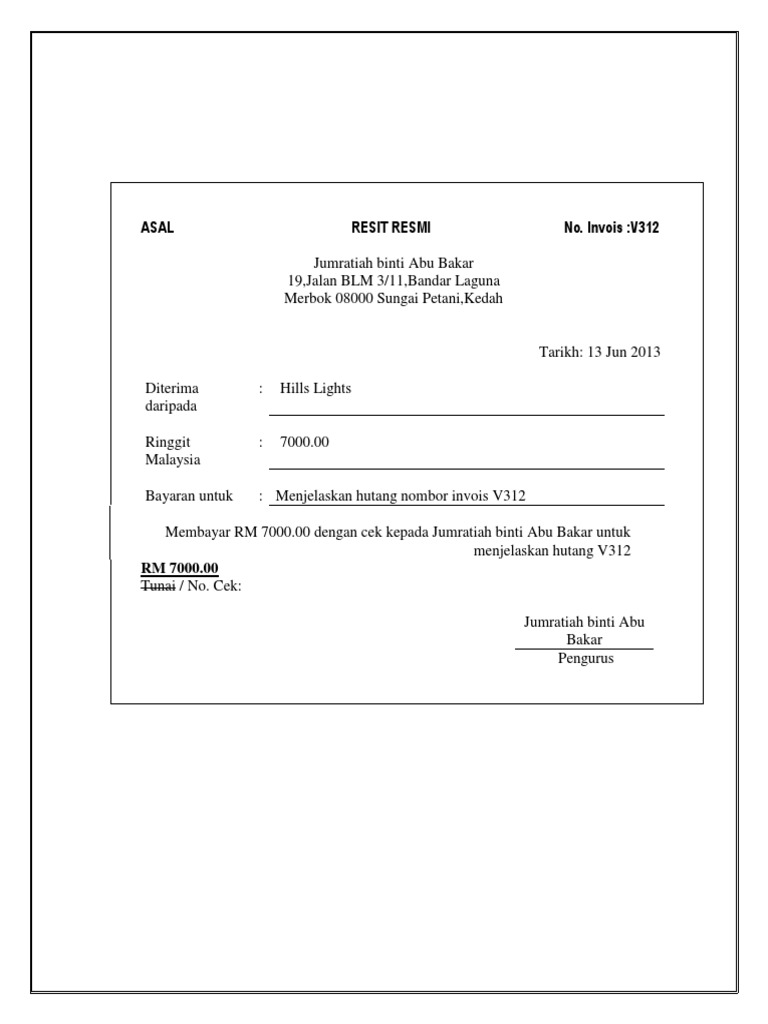 Contoh Resit-Rasmi-Asal1 | PDF