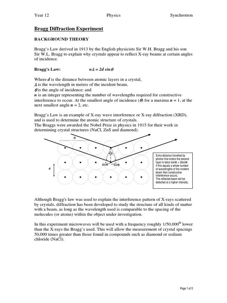 Bragg Diffraction Experiment | PDF | X Ray Crystallography | Diffraction