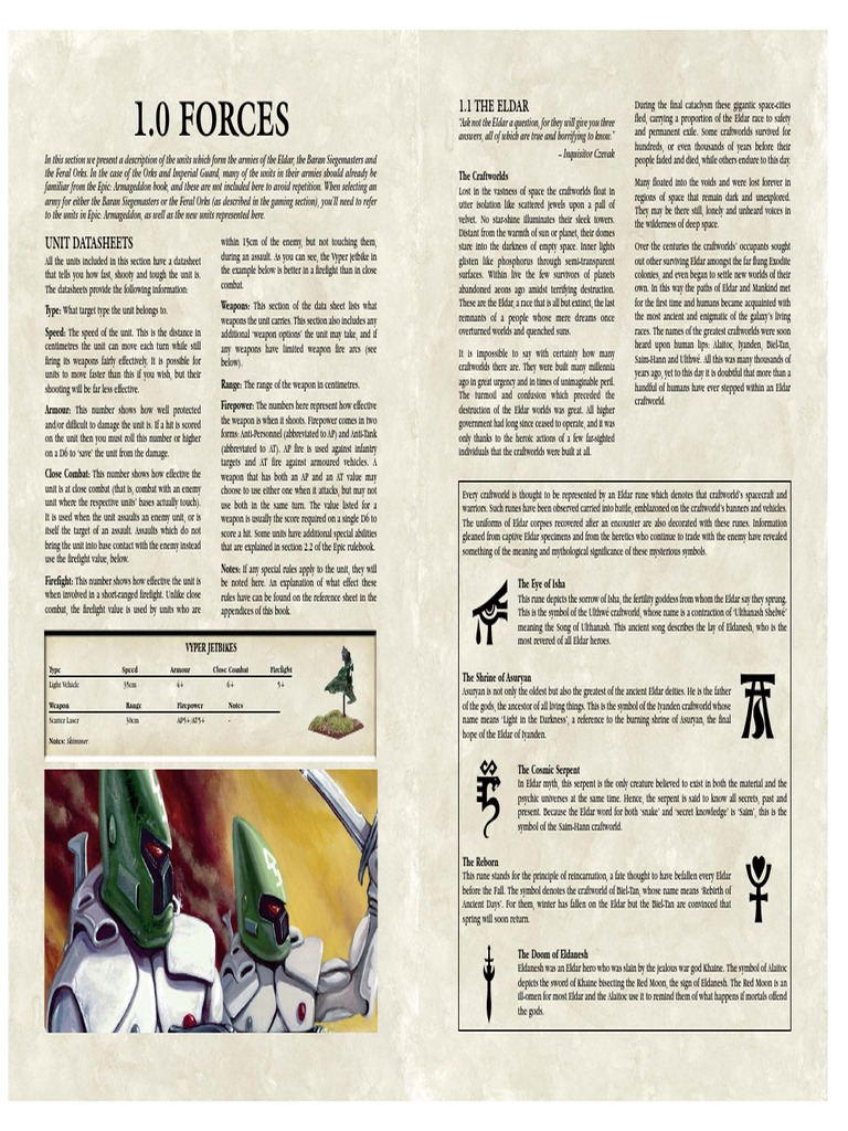 Eldar Unit Datasheets Overview | PDF