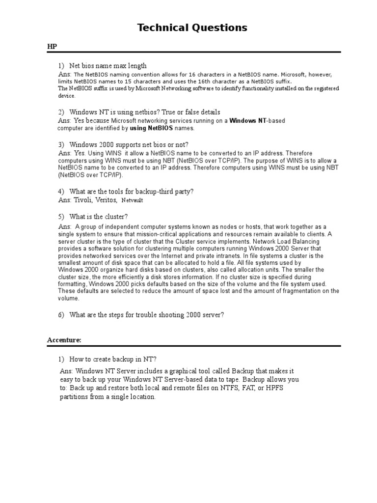 Technical Questions | PDF | Active Directory | Windows 2000