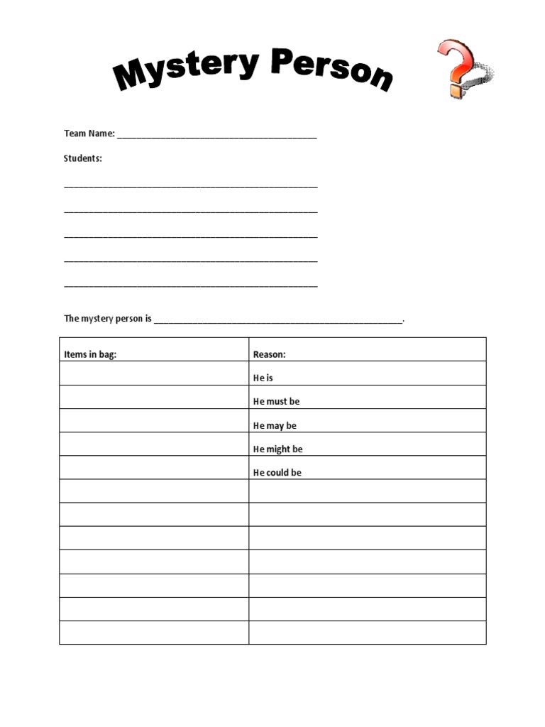 Mystery Person Worksheet | PDF