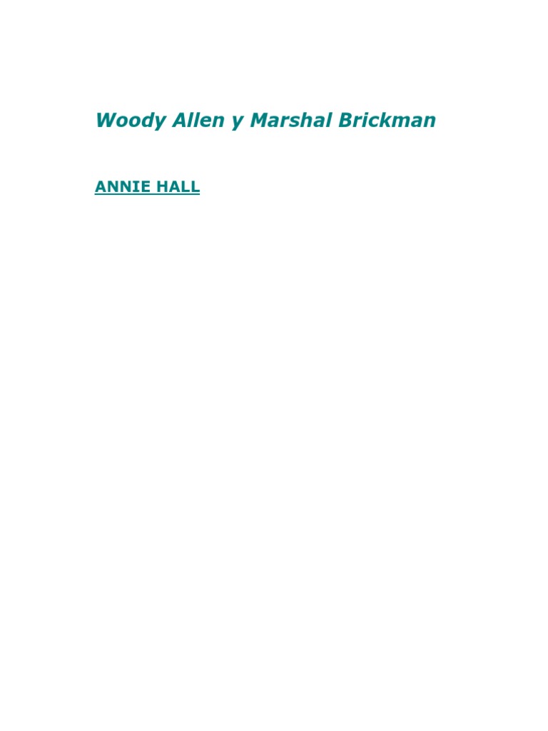 Annie Hall (Guión) - Woody Allen | PDF | Adultos | Ocio