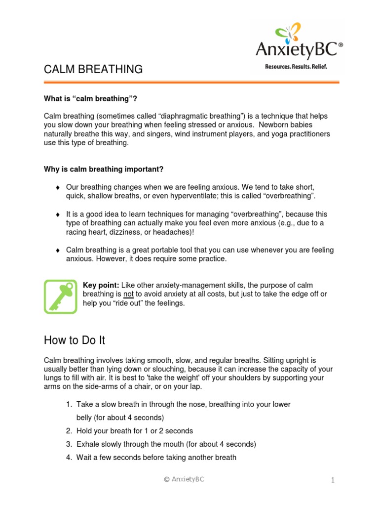 Calm Breathing | PDF | Breathing | Anxiety