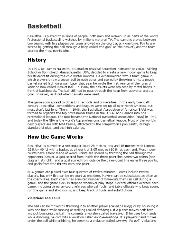 Basketball Vocabulary | PDF | Sports Rules And Regulations | Athletic ...