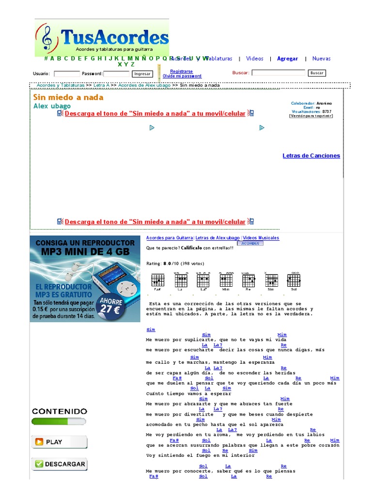 Alex Ubago - Sin Miedo A Nada | PDF | Dom | Ocio