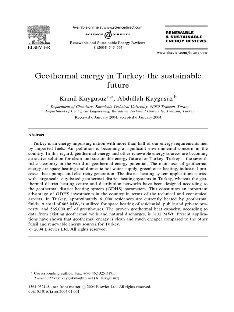 Geothermal Energy in Turkey | PDF | Geothermal Energy | Renewable Energy