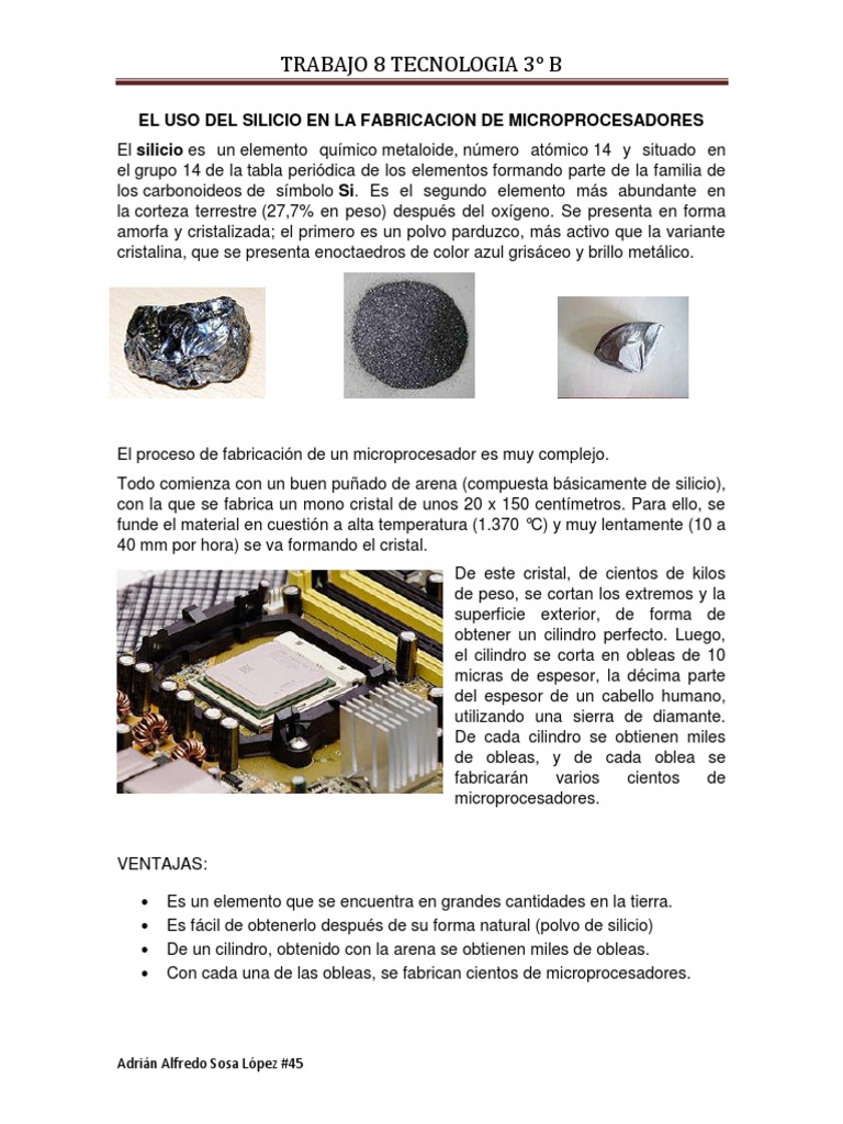 El Uso Del Silicio en La Fabricacion de Microprocesadores ...