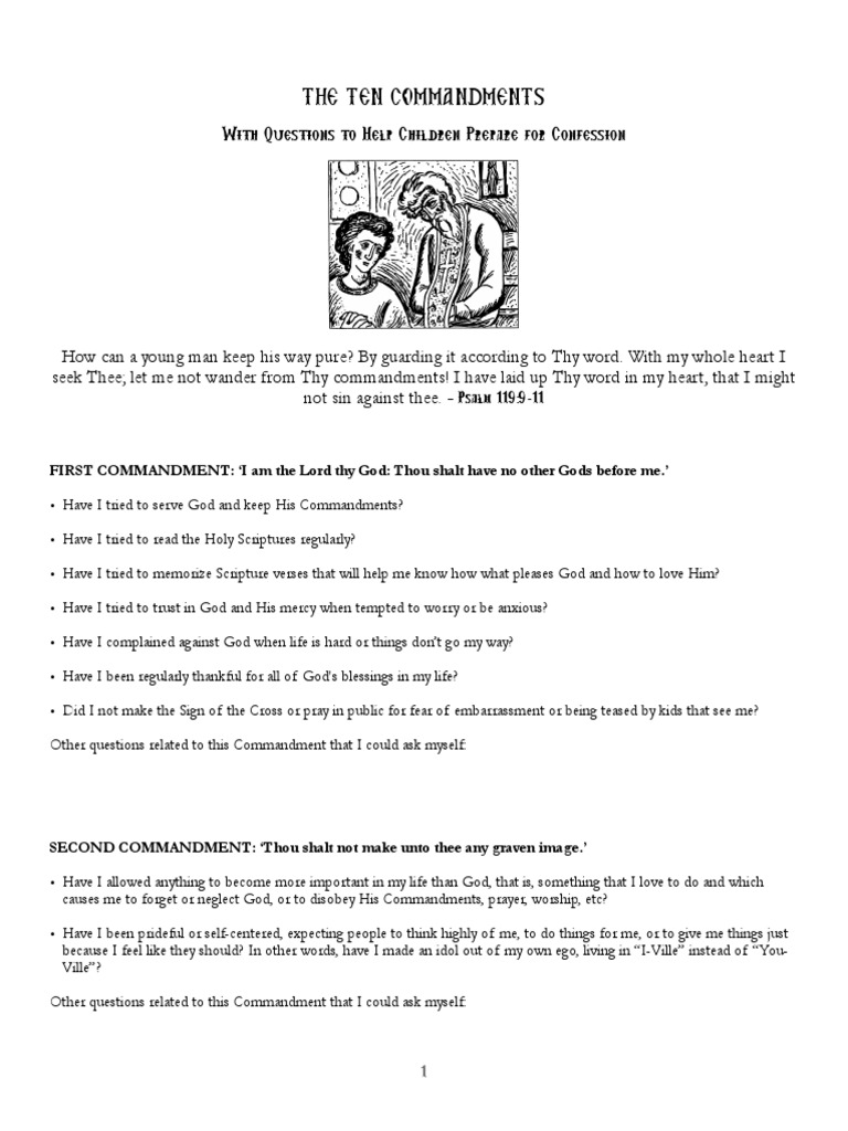 Ten Commandments Confession Prep for Kids | Ten Commandments | Prayer