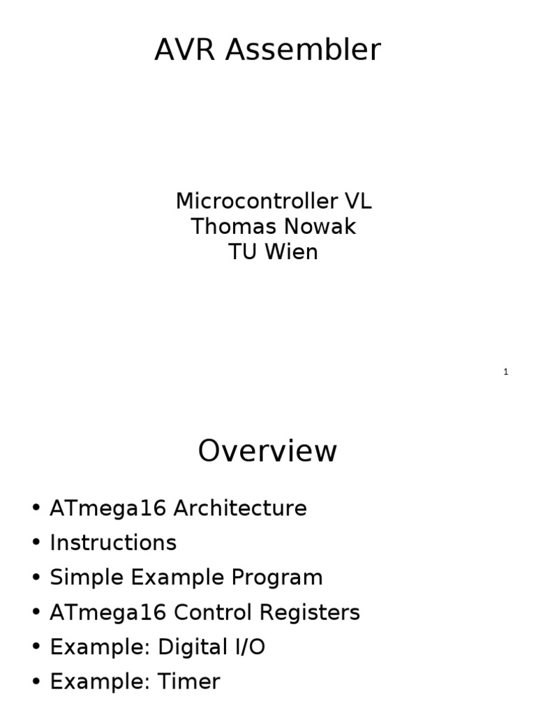 An Introduction To Programming The Atmega16 Microcontroller Using Avr Assembler Pdf Computer