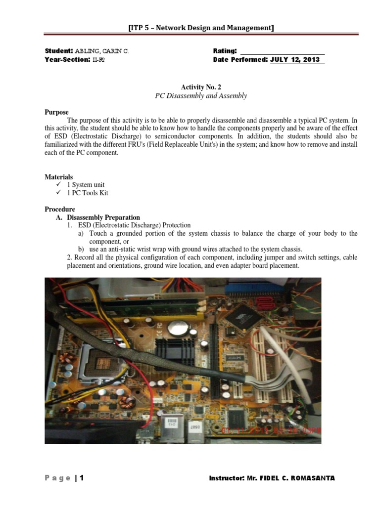 Activity 2 - PC Disassembly and Assembly | PDF | Electrical Connector ...