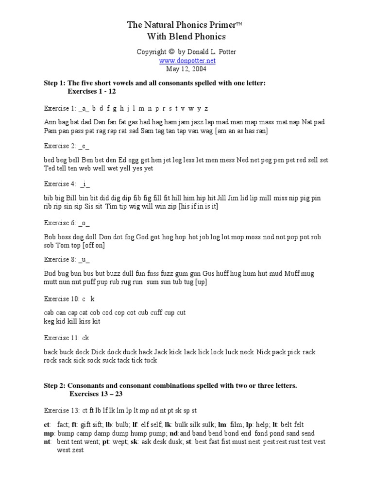 The Natural Phonics Primer™ With Blend Phonics | PDF | Reading (Process ...