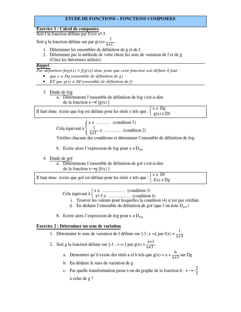 TD Fonctions Composees | PDF | Nombre réel | Ensemble (Mathématiques)
