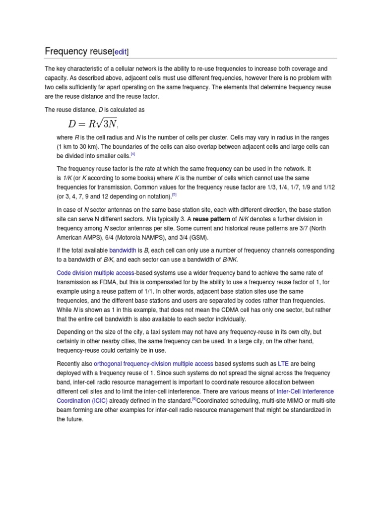 Frequency Reuse | PDF | Cellular Network | Code Division Multiple Access