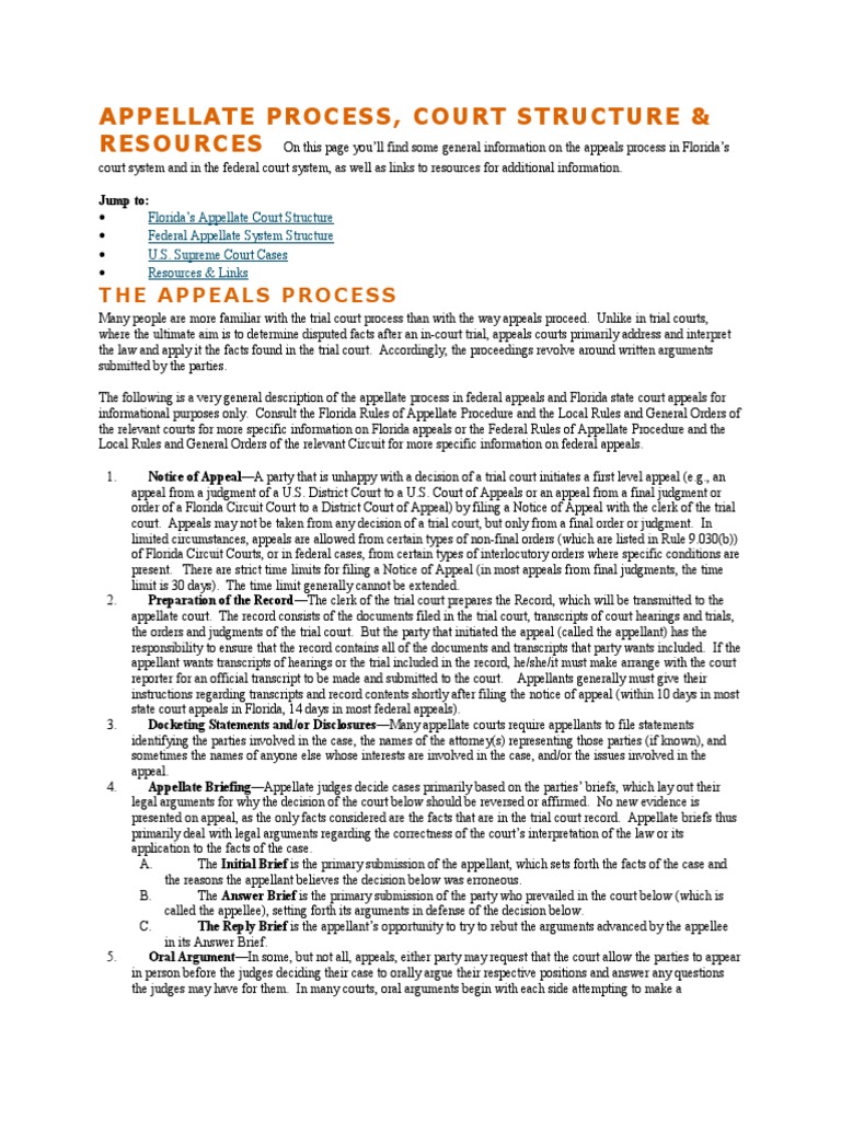 Appellate Process, Court Structure & Resources | Brief (Law) | Appeal
