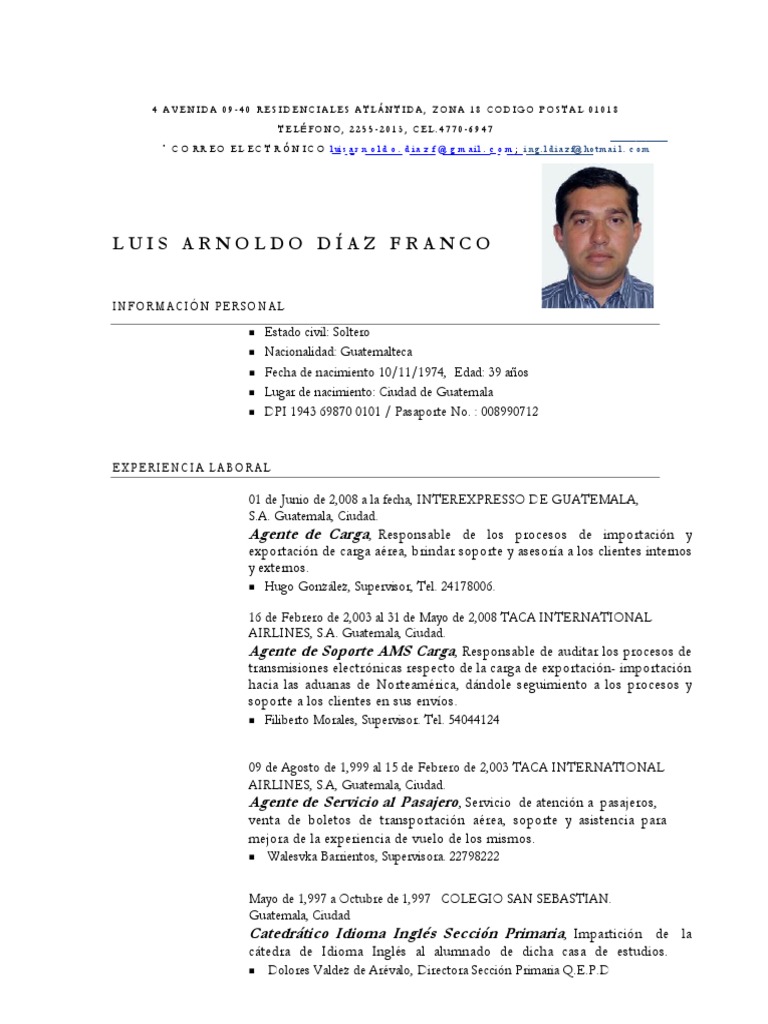 Luis Diaz Curriculum Vitae | PDF | Guatemala | Microsoft
