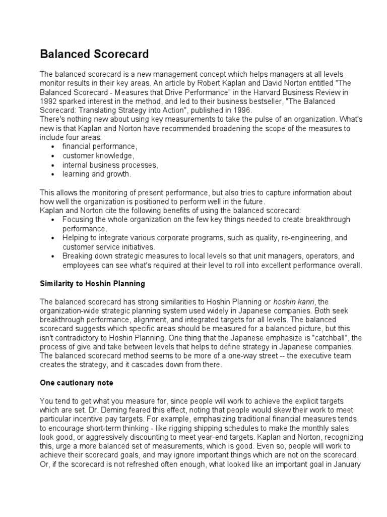 Balanced Scorecard | PDF | Strategic Management | Innovation