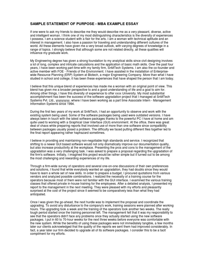 MBA Statement of Purpose Example | PDF | Graphical User Interfaces ...