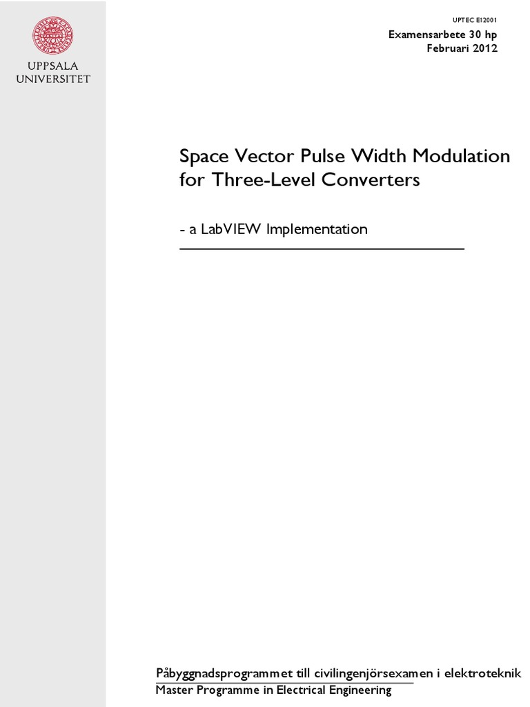 Space Vector Pulse Width Modulation for Three-Level Converters in LabVIEW | PDF | Power Inverter ...