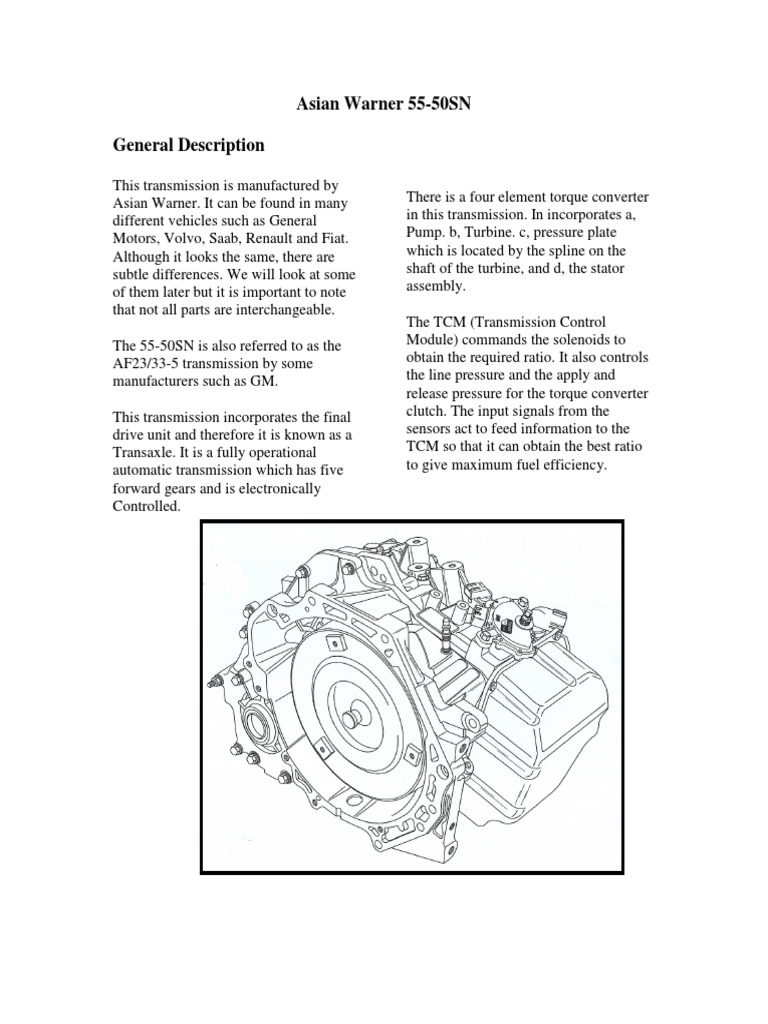 Aw55-50 SN | PDF | Automatic Transmission | Transmission (Mechanics)
