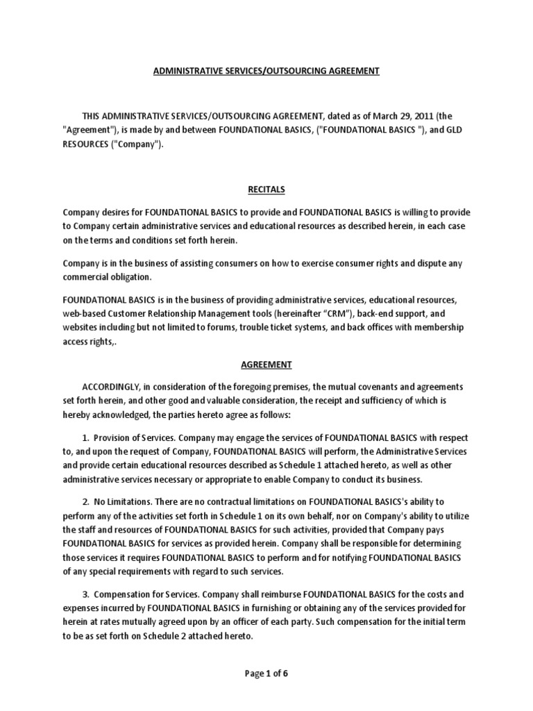 Administrative Services Agreement | PDF | Customer Relationship ...