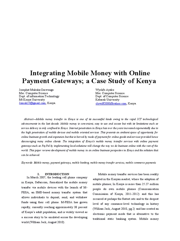Integrating Mobile Money With Online Payment Gatways A Case Study of ...