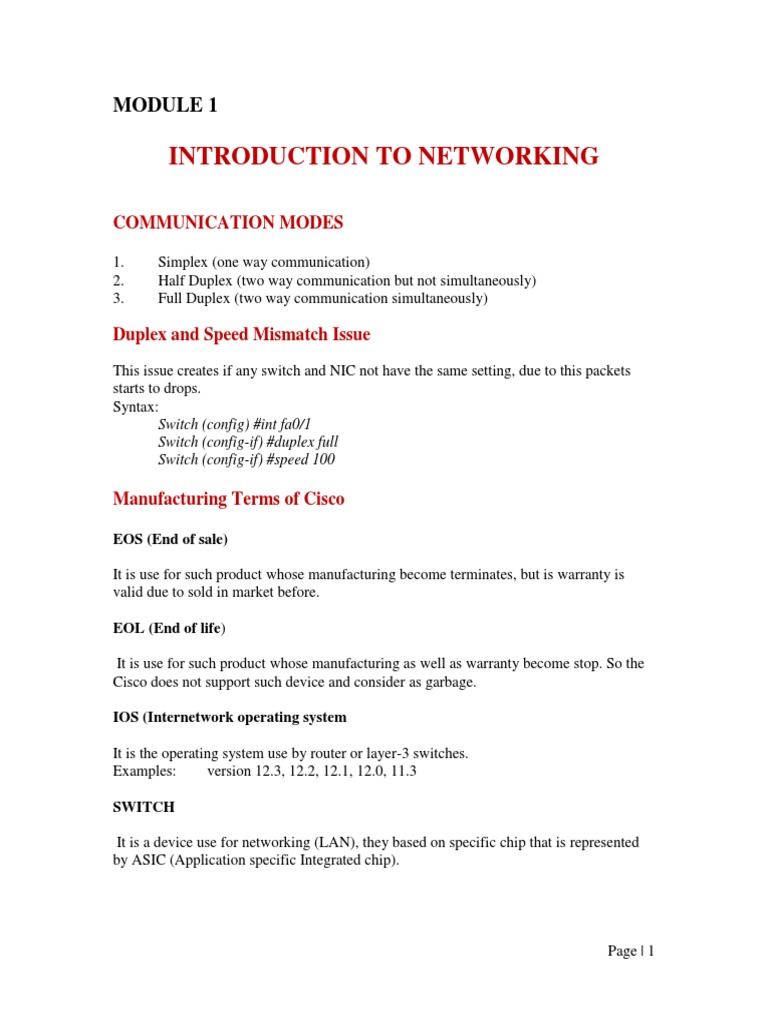 Ccna Modules 1 | PDF | Network Switch | Routing