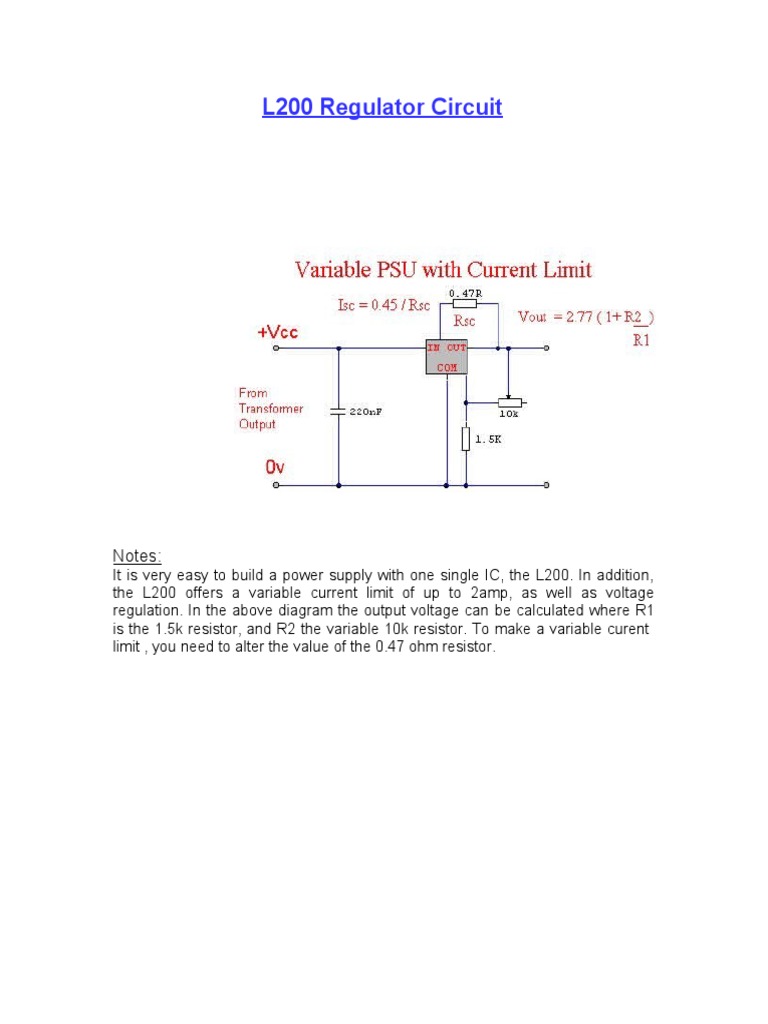 L200 Regulator Circuit | Battery (Electricity) | Power Supply