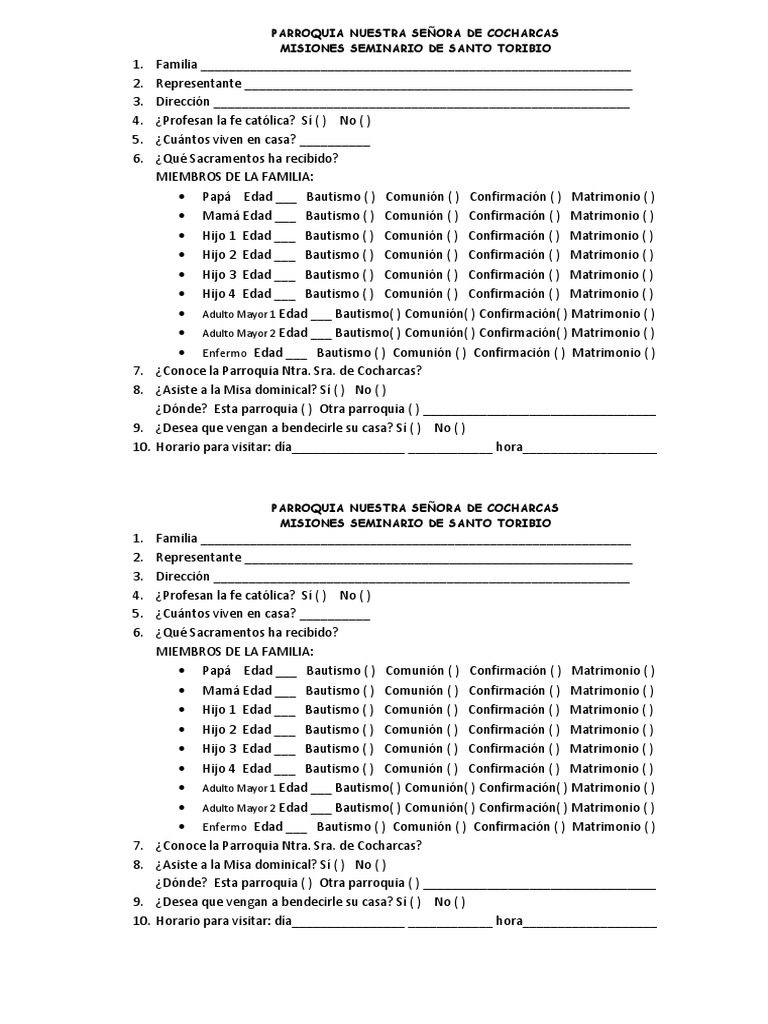 Censo Parroquial | PDF
