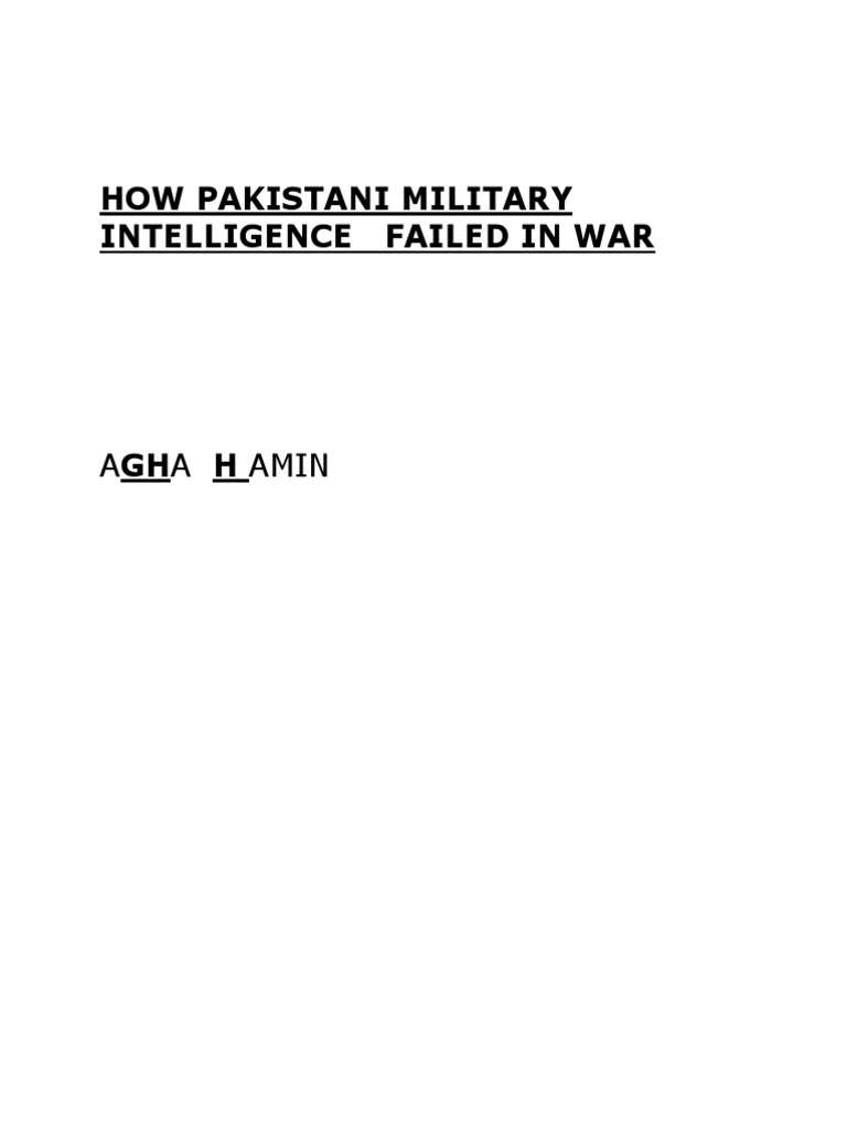 How Pakistani Military Intelligence Failed in War | PDF | Pakistan Army ...
