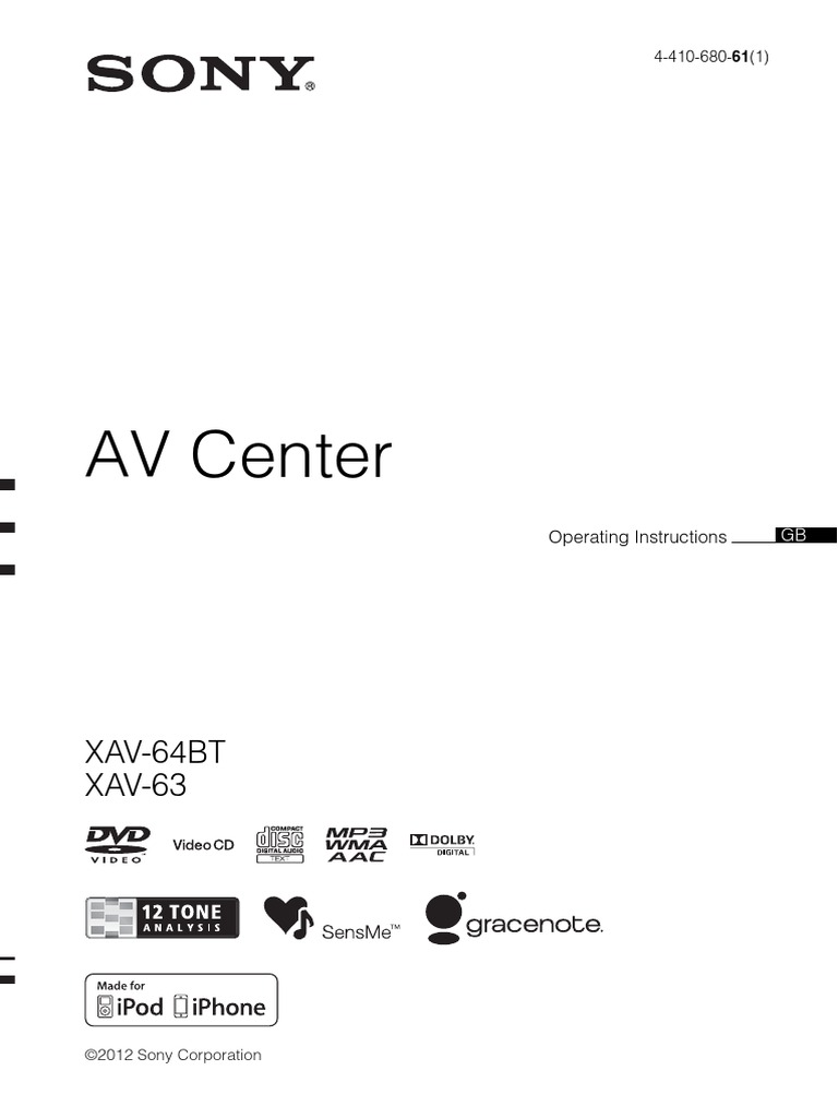 Sony XAV-63 - Manual | PDF | Compact Disc | Dvd