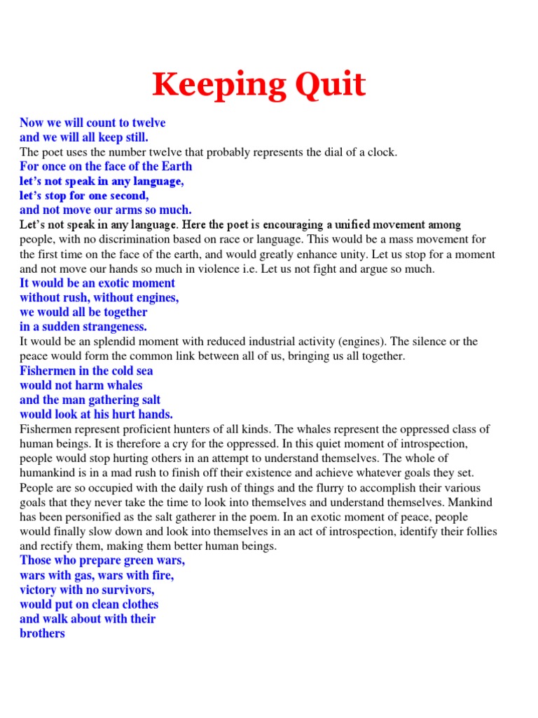 Keeping Quit | PDF | Poetry