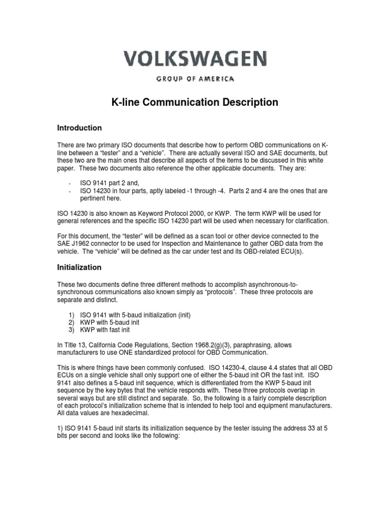 K-Line Communication Description - V3 0 | PDF | Communications ...