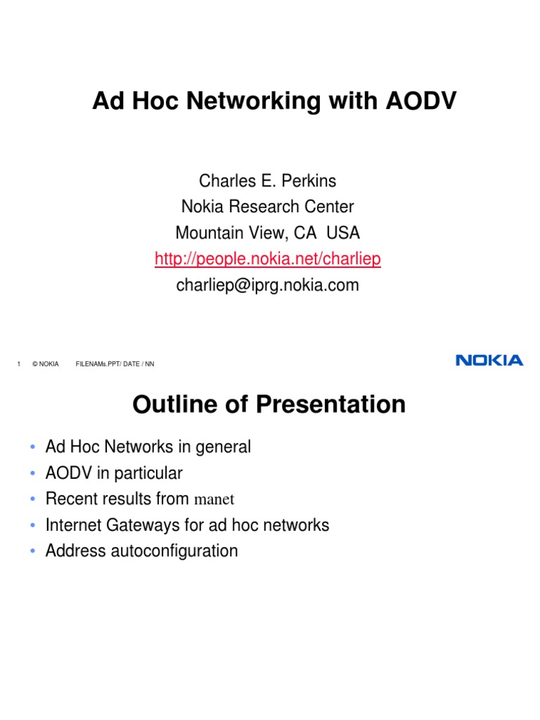Perkins AODV | PDF | Wireless Ad Hoc Network | Computer Network