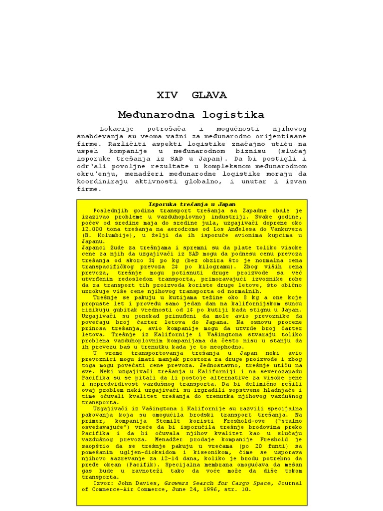 Glava 14 - Medjunarodna Logistika | PDF