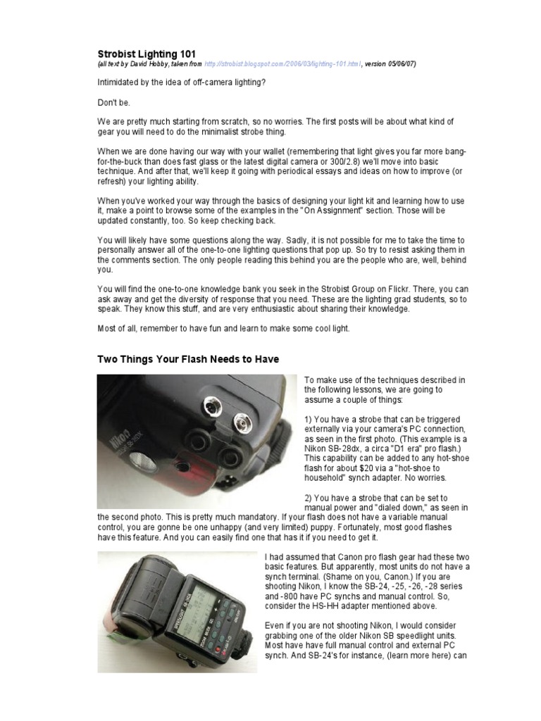 Strobist Lighting 101 | PDF