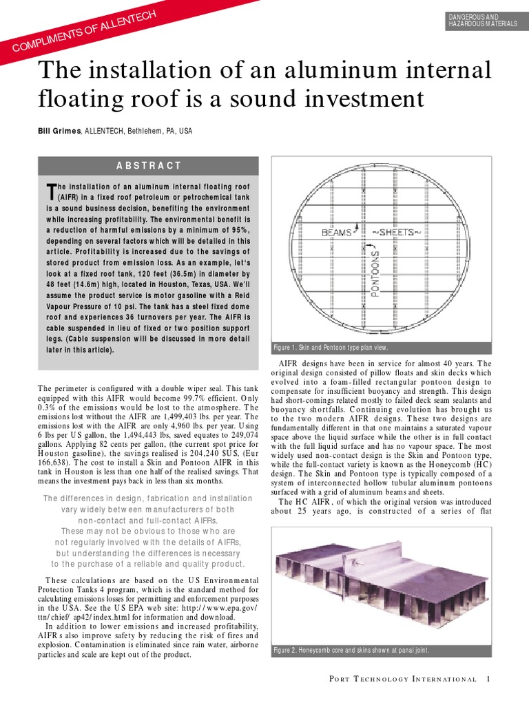 Floating Pan For Storage Tanks | PDF | Roof | Screw
