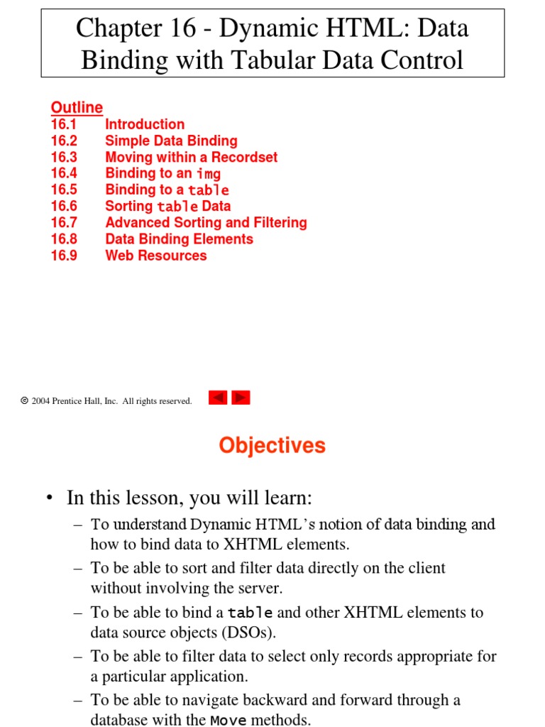 Dynamic HTML Data Binding With Tabular Data Control | PDF