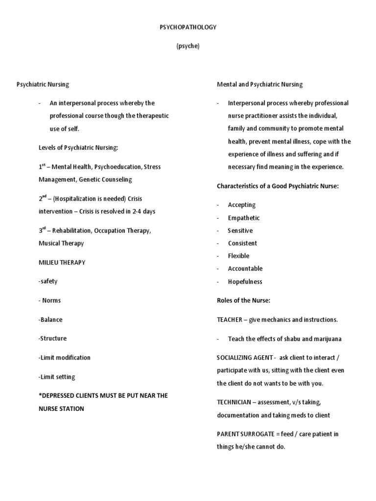 Psychopathology | PDF | Psychiatric And Mental Health Nursing | Therapy