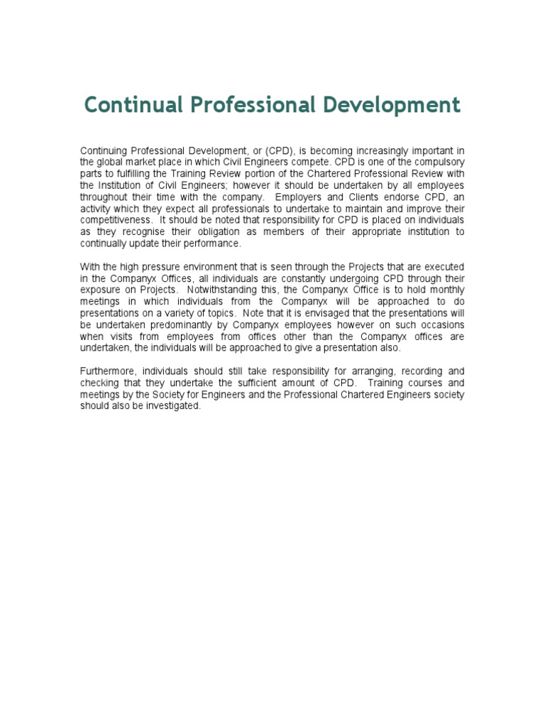Continual Professional Development | PDF