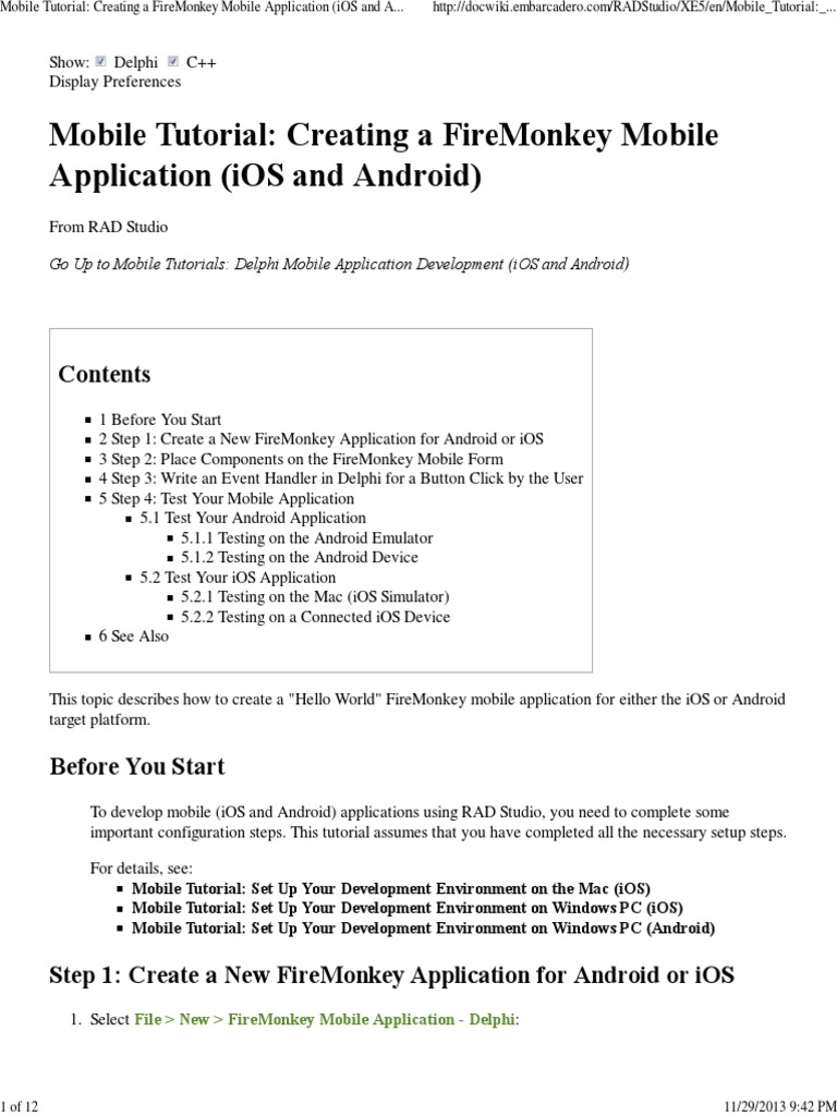 FireMonkey Mobile App Tutorial | PDF | Mobile App | Ios