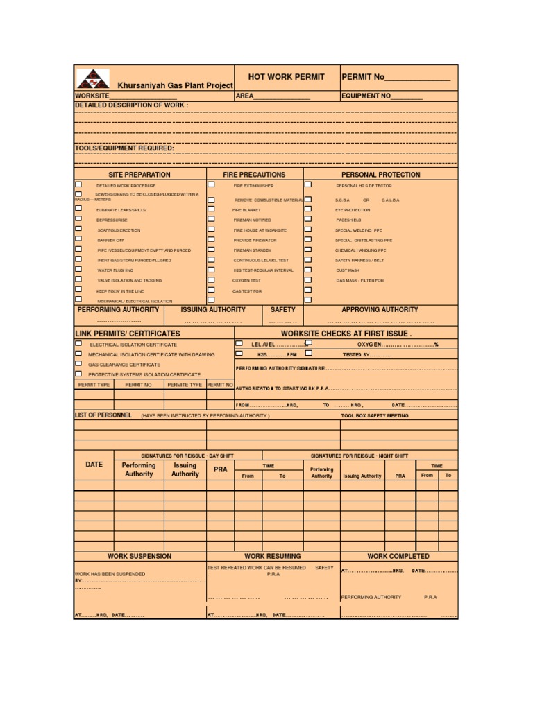 Hot Work Permit | PDF