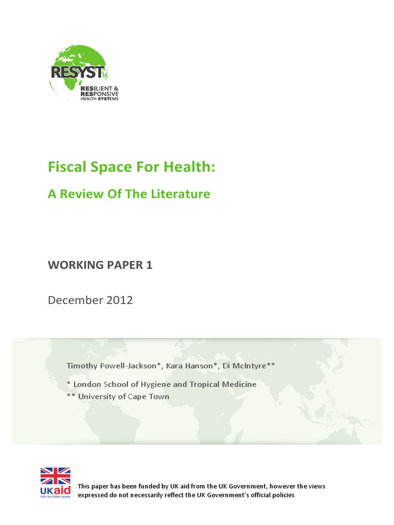 Fiscal Space For Health: A Review of The Literature | PDF ...